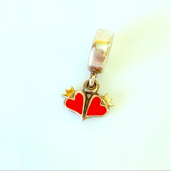Pandora | Jewelry | Pandora 4k Red Enamel Hearts Dangle Charm | Poshmark